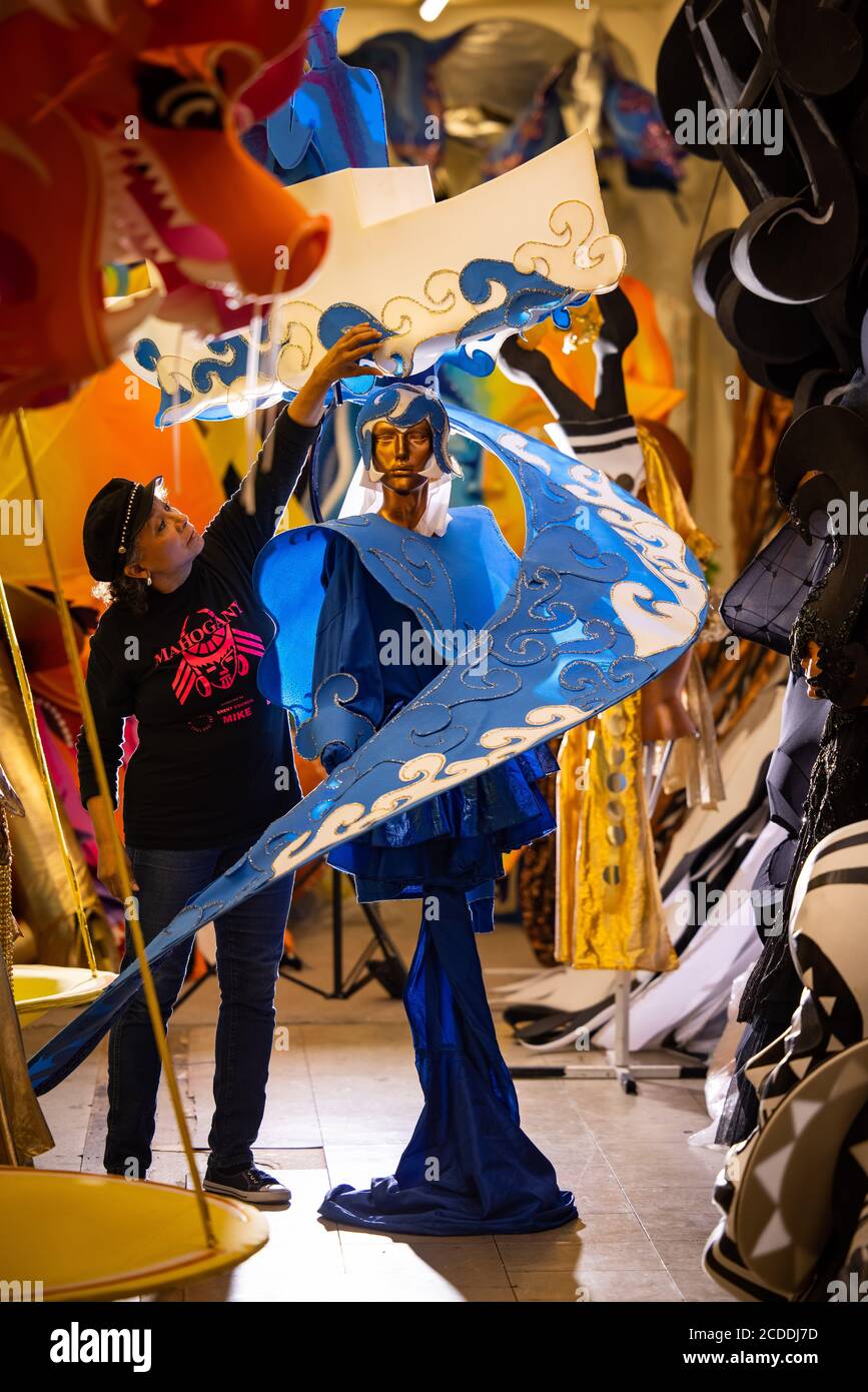 Clary Salandy adjusts a costume for the first Notting Hill virtual ...