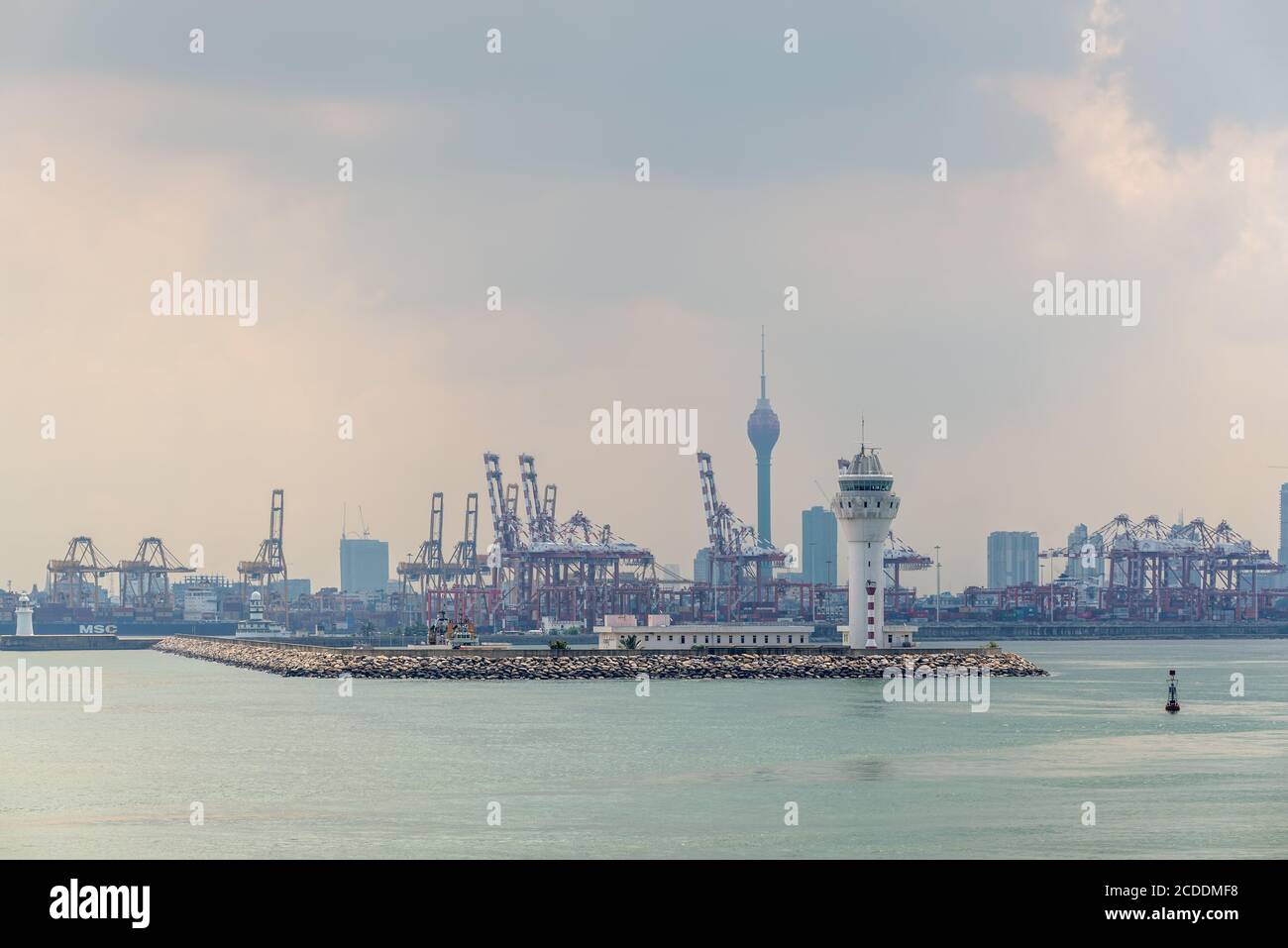 Colombo, Sri Lanka - November 25, 2019: View of the ship yard and dock ...