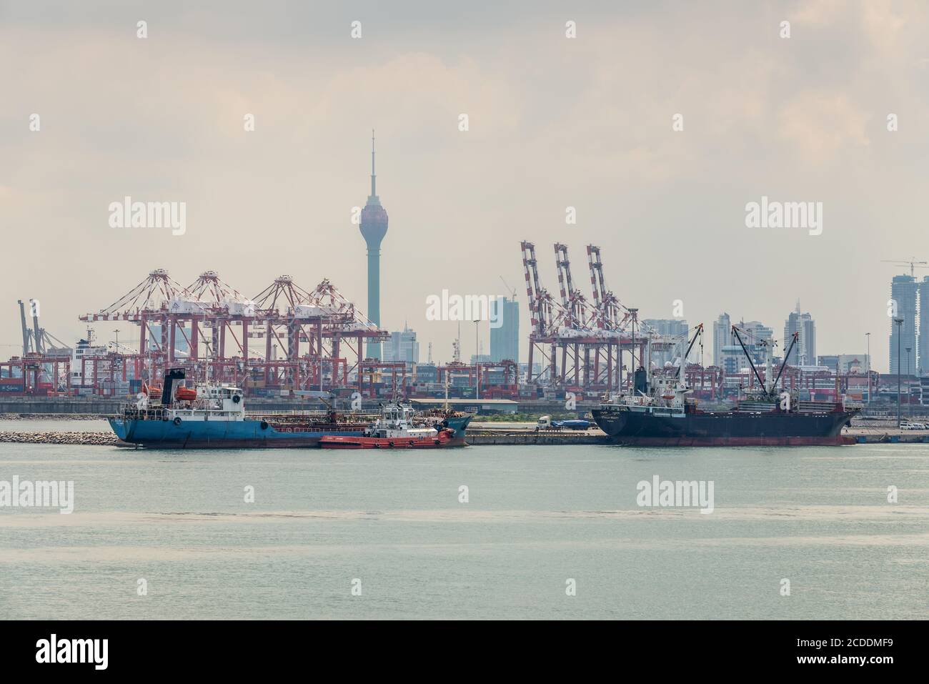 Colombo, Sri Lanka - November 25, 2019: View of the commercial dock of ...