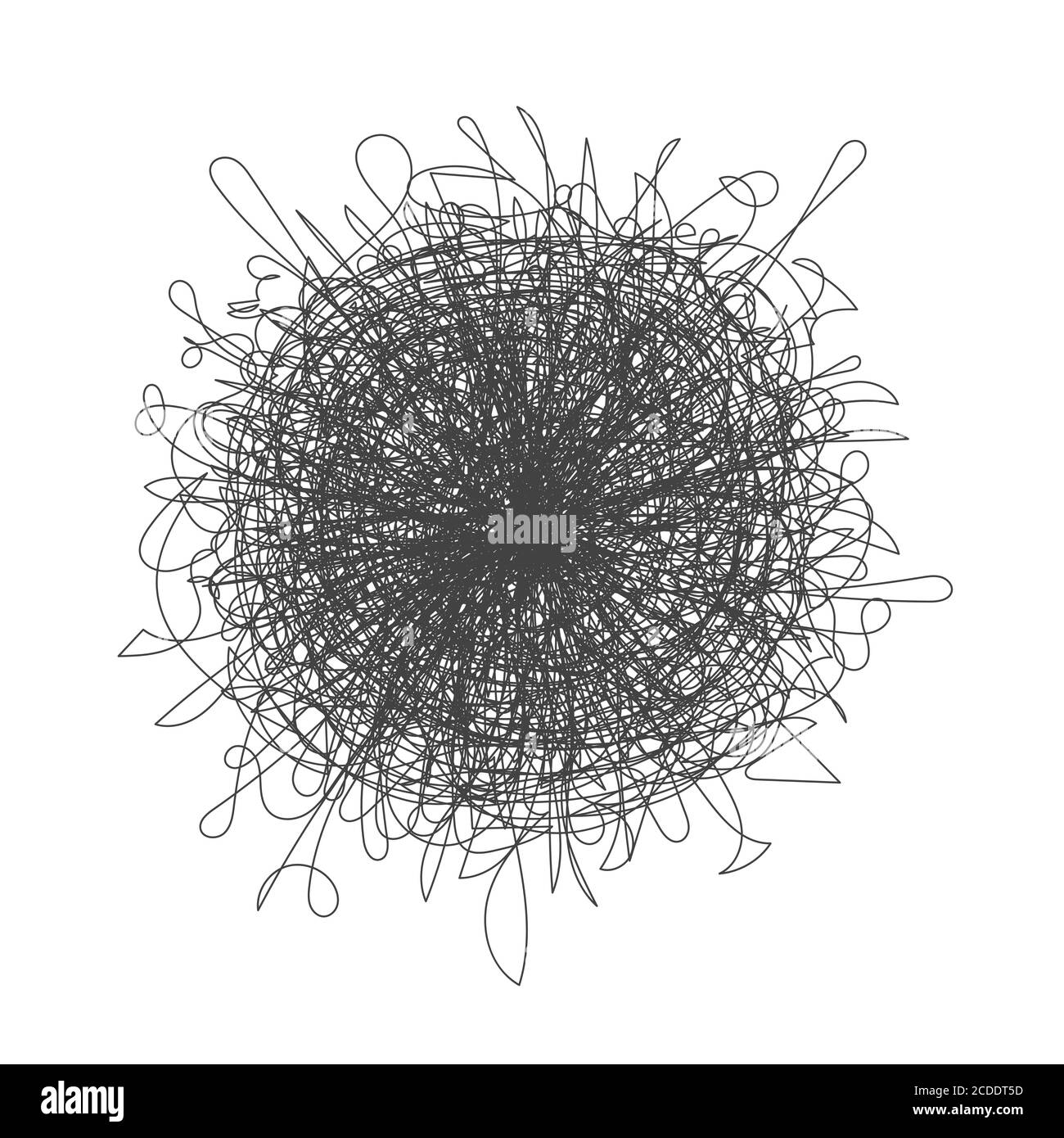 Tangled chaos abstract hand drawn messy scribble ball vector ...