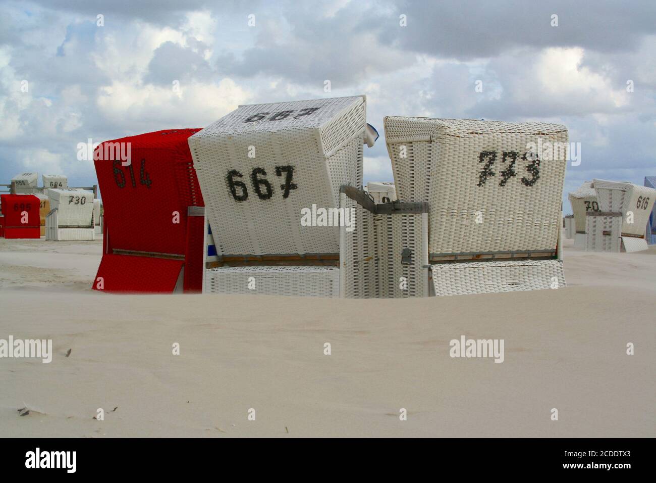 three beach chairs Stock Photo - Alamy