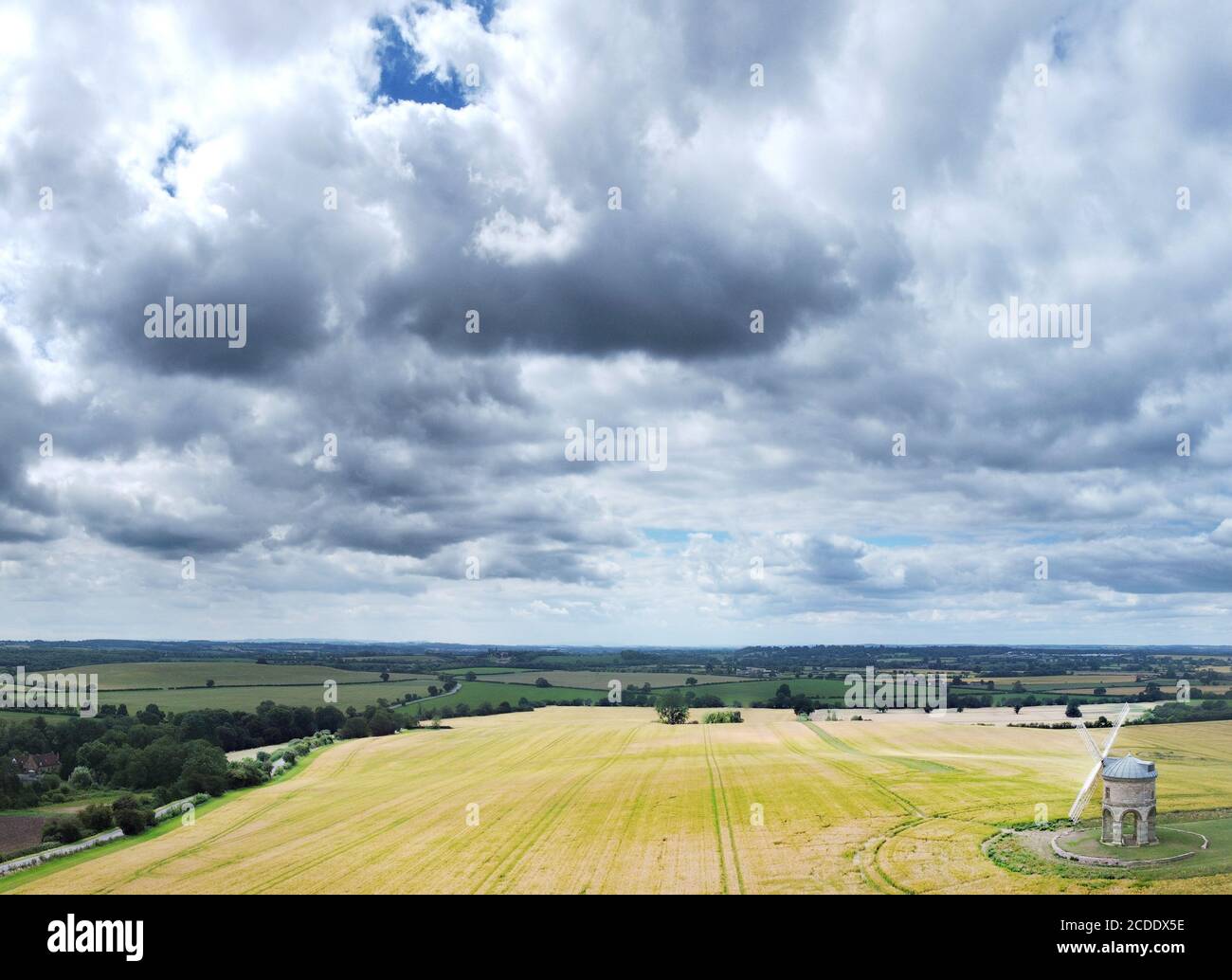 aerial view of Chesterton Windmill a 17th century windmill with a ...