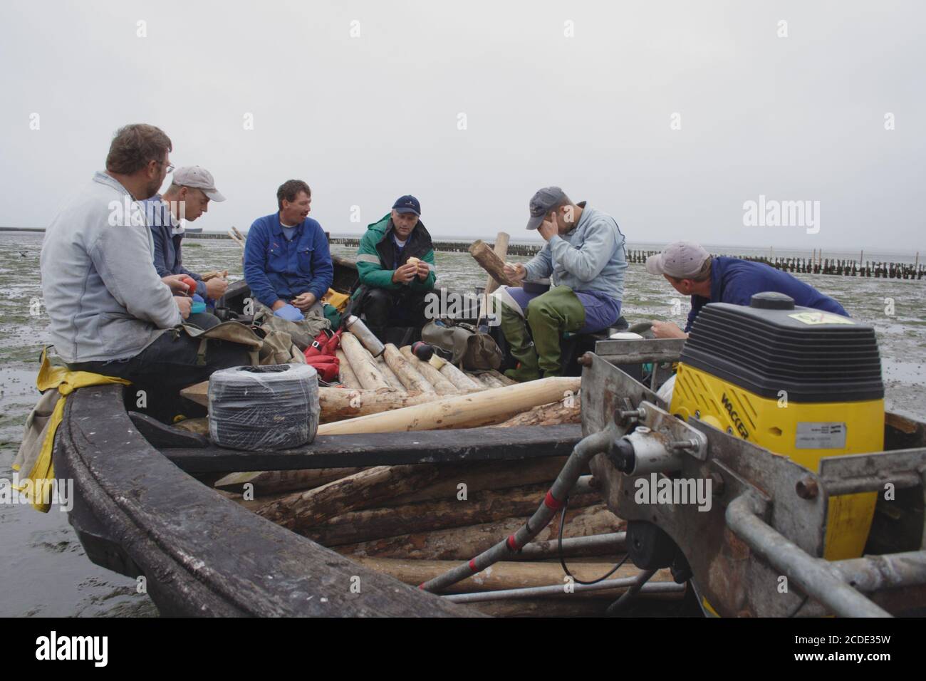 hydraulic structure worker at the beach, north Germany, coastal ...
