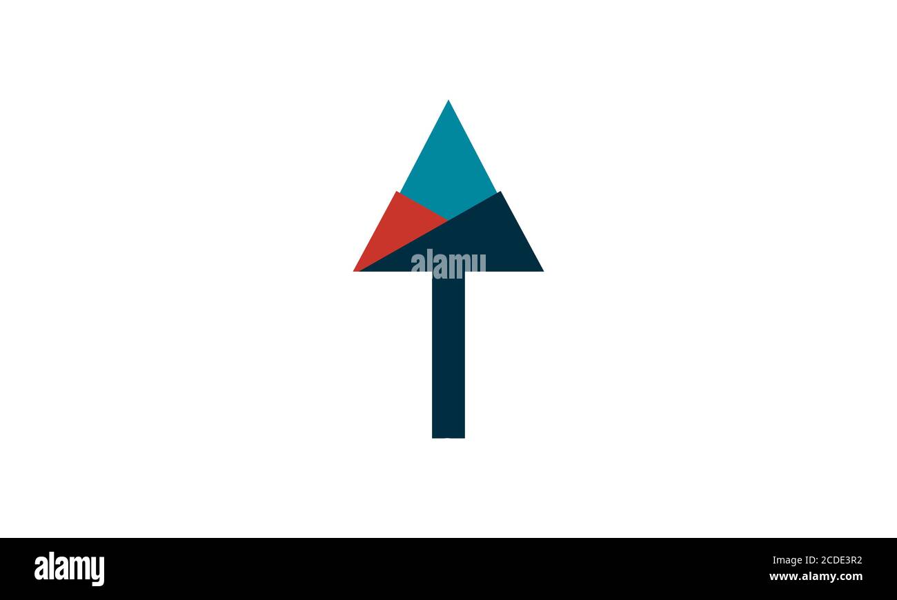 Vector of teal and red arrow pointing upward and isolated against a ...