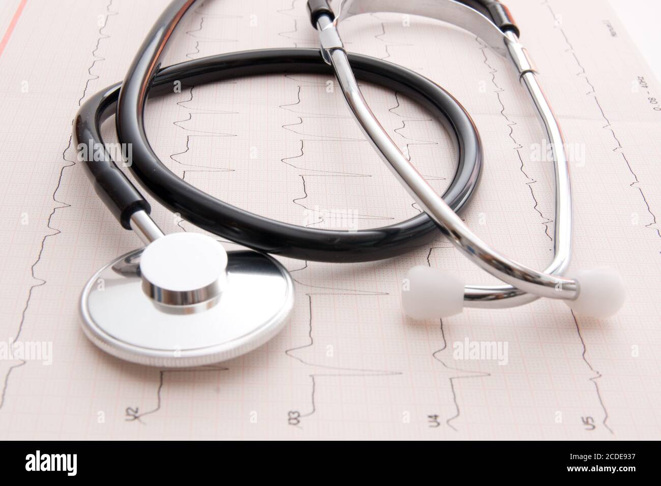 Ekg and ecg with stethoscope stethoscope Stock Photo - Alamy