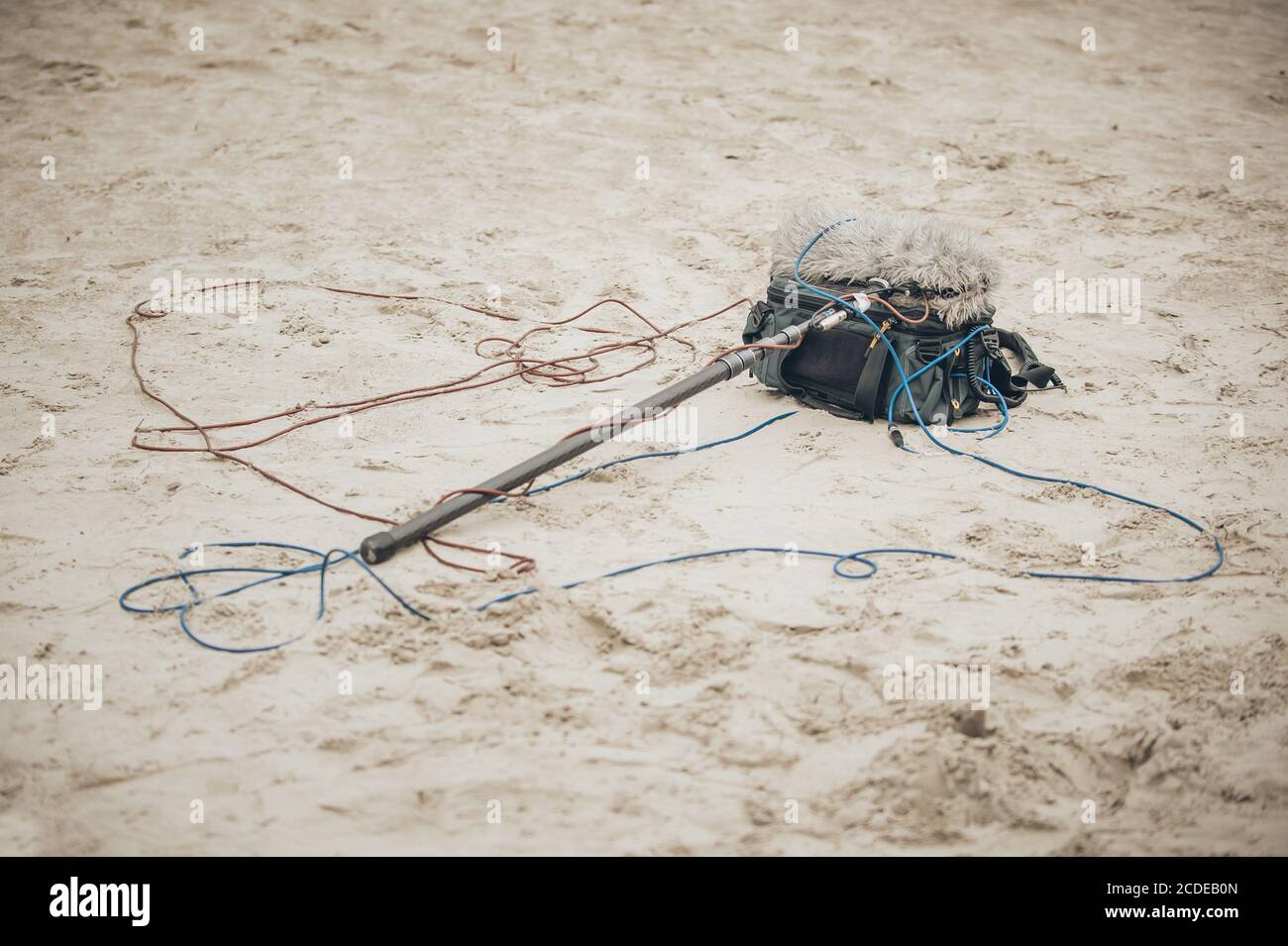 Behind the scene. Equipment for voice and sound recording on outdoor ...