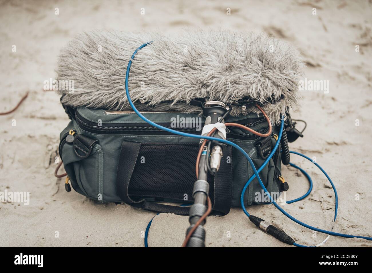 Behind the scene. Equipment for voice and sound recording on outdoor ...