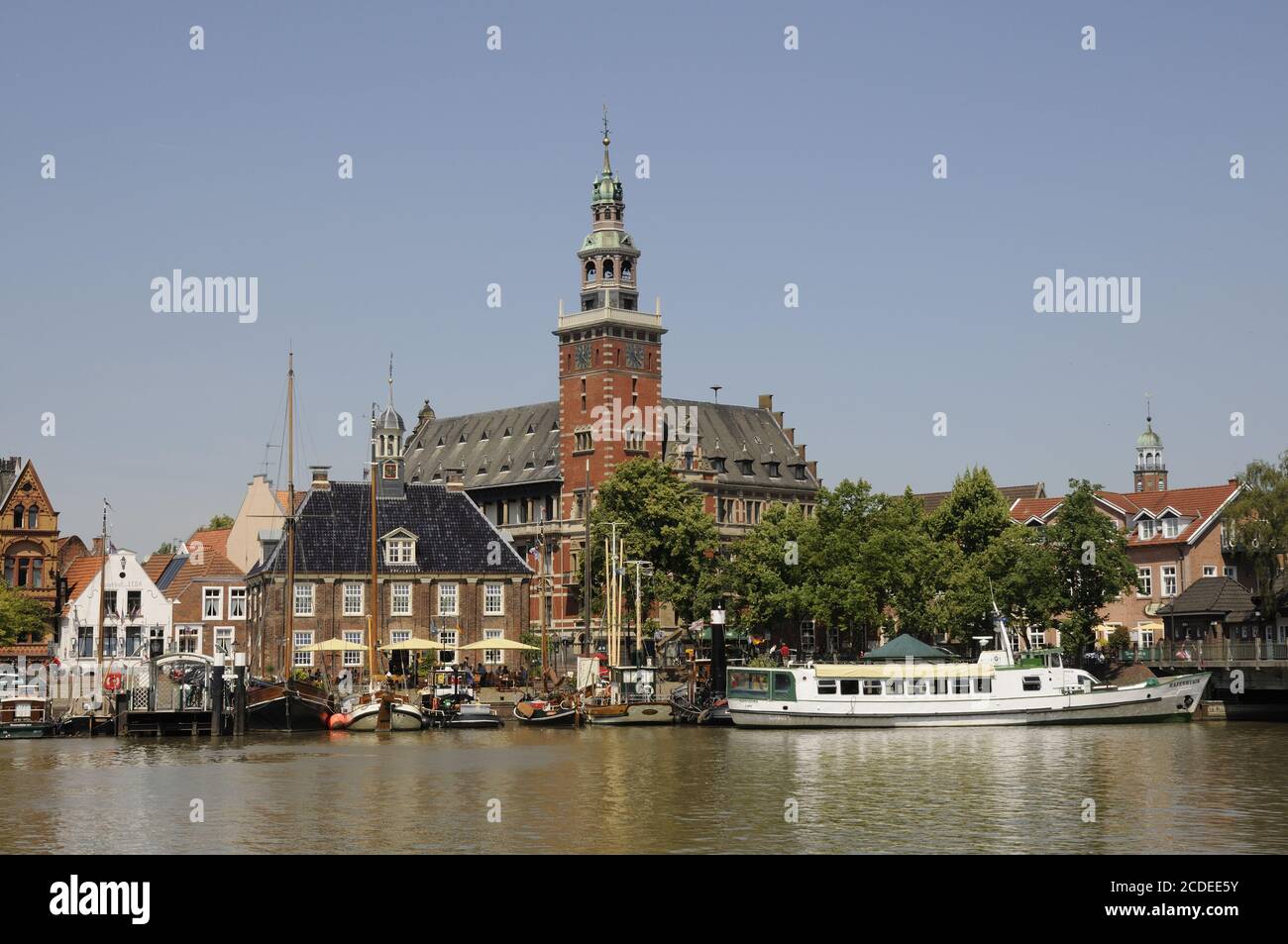 Ems, scales and town hall in Emden Stock Photo - Alamy