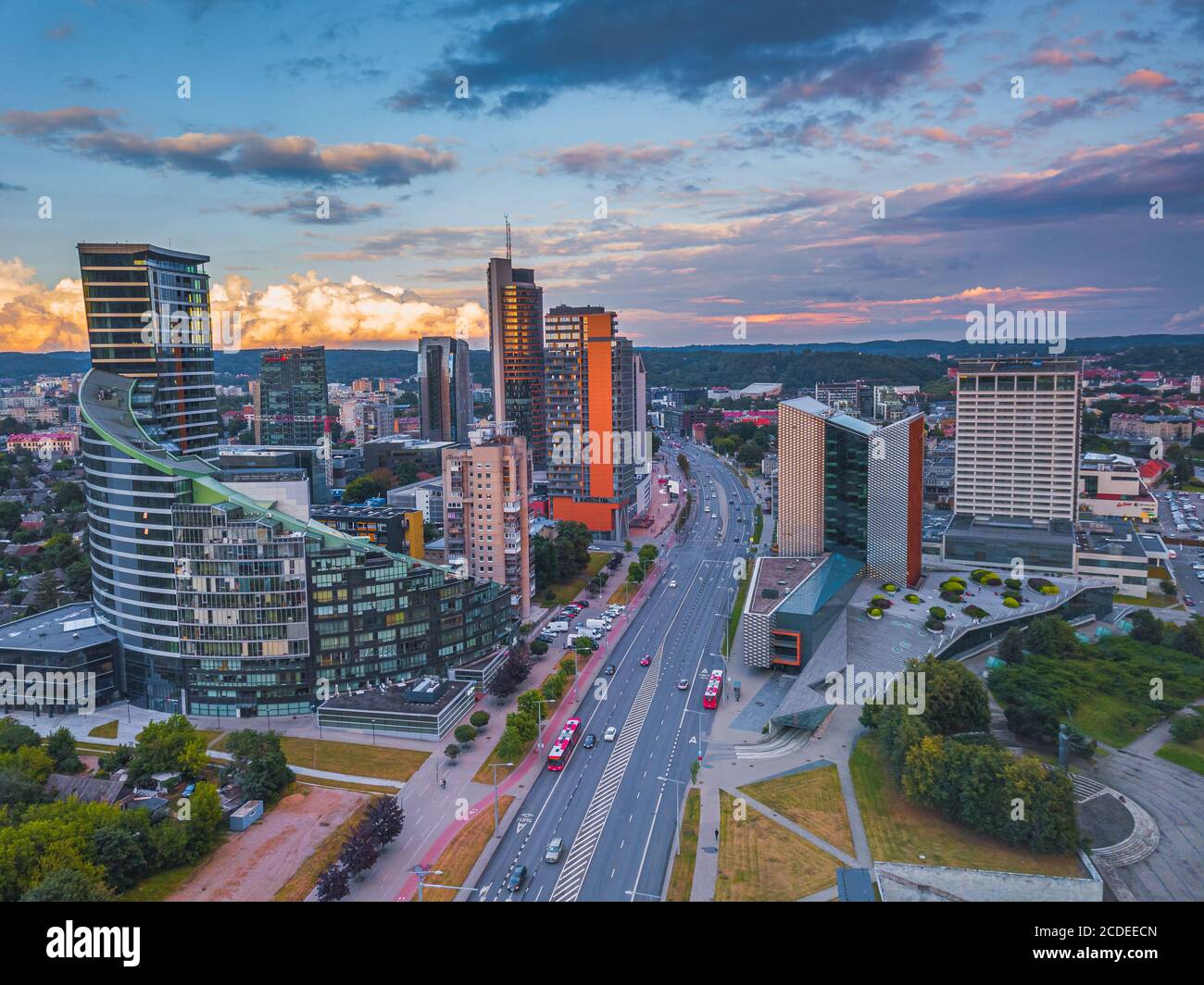 Skyscrapers of Vilnius in the evening light Stock Photo - Alamy
