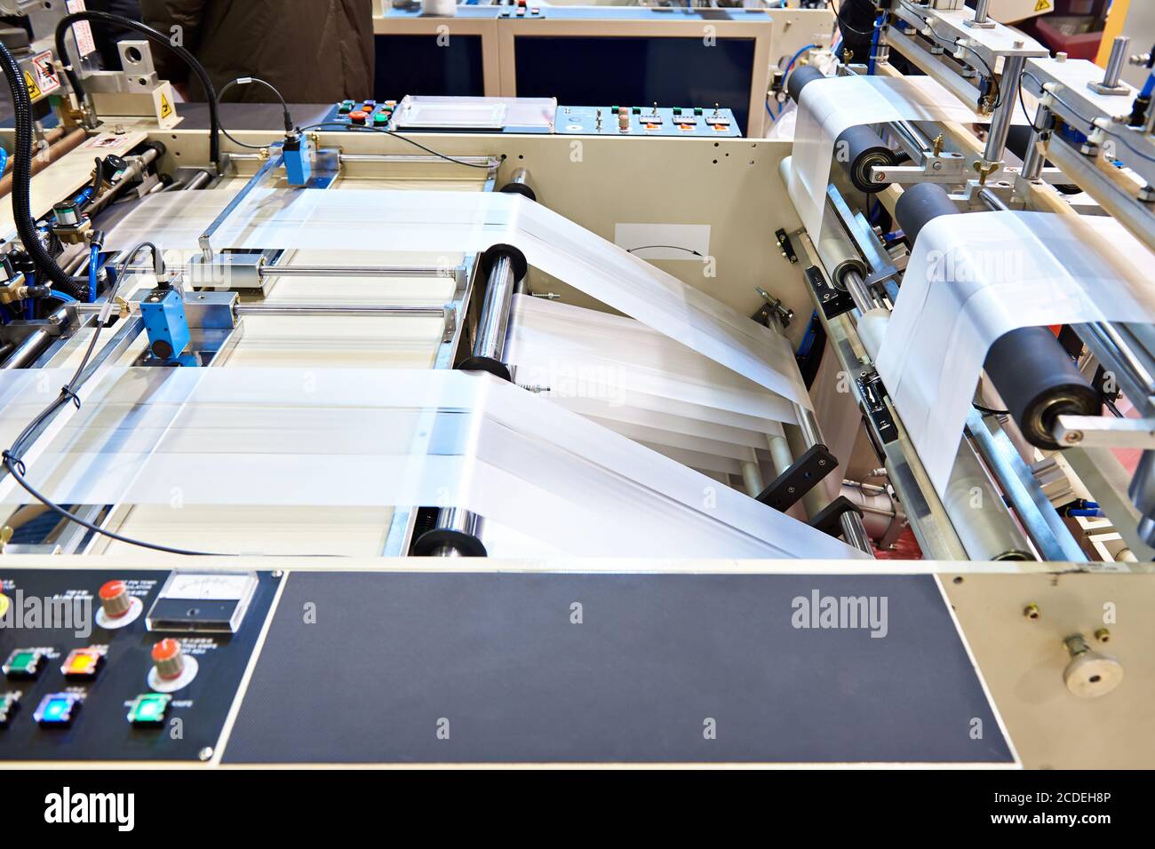 Control panel of machine for the production of plastic bags Stock Photo ...