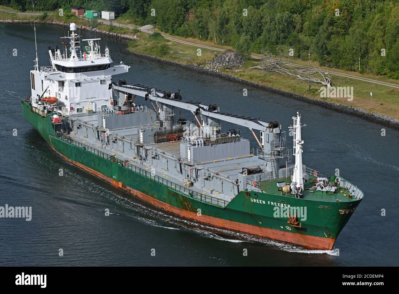 Reefer Green Freezer passing the Kiel Canal Stock Photo - Alamy