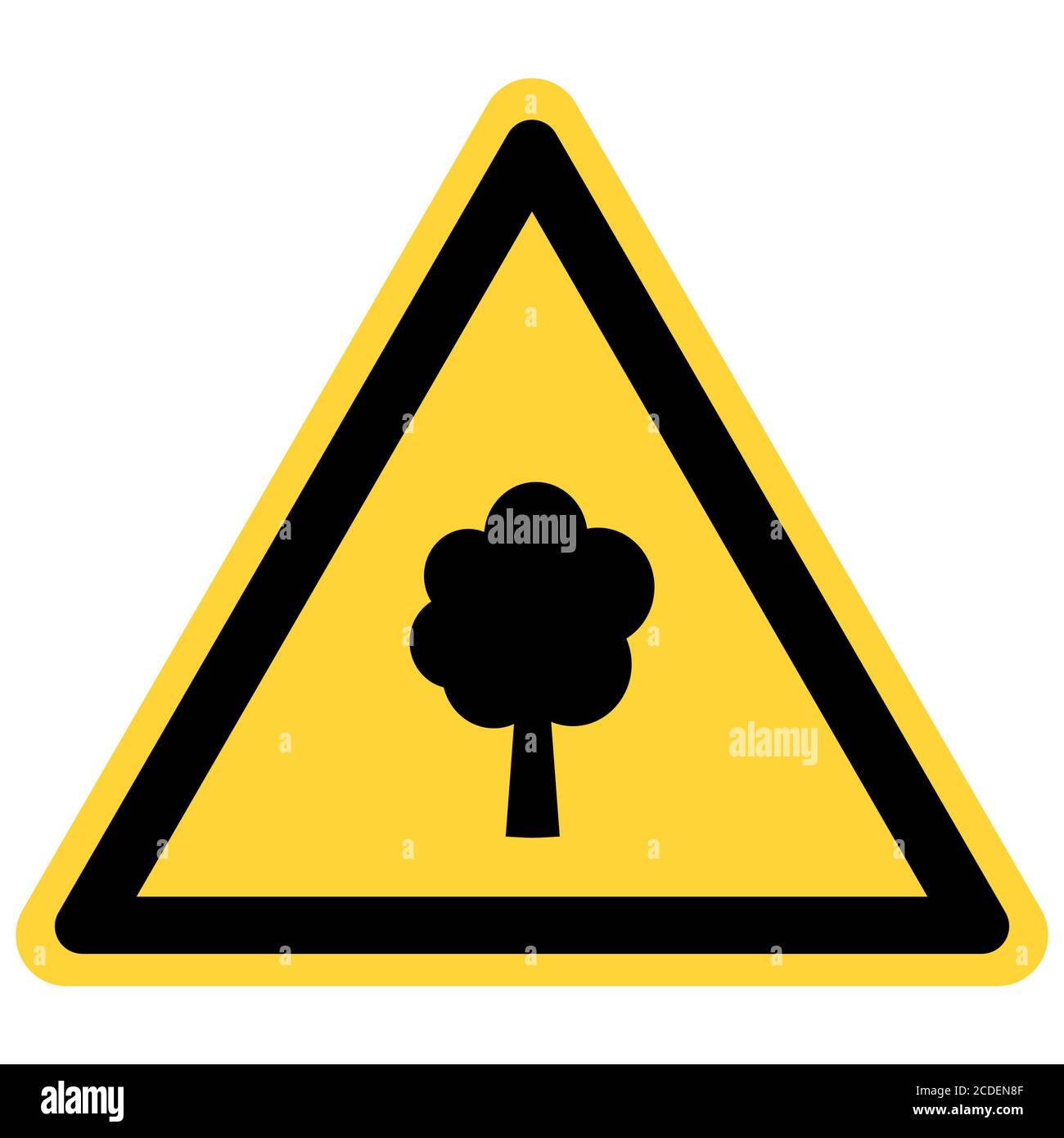 Tree and danger sign Stock Photo - Alamy