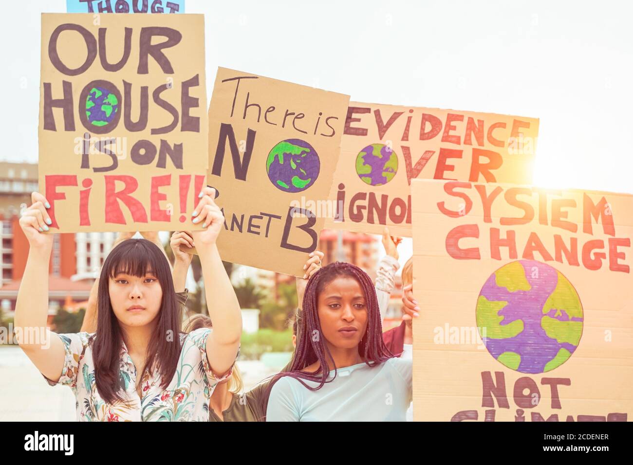 People protesting against climate change opinion. Young people from ...