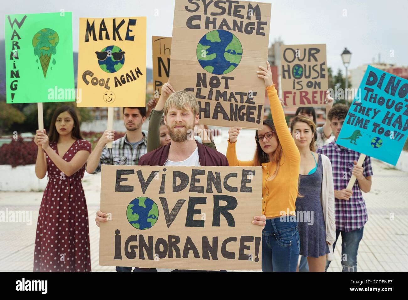 People protesting against multicultural opinion. Young people from ...