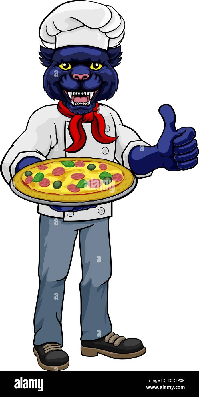 Panther Pizza Chef Cartoon Restaurant Mascot Stock Vector Image & Art ...