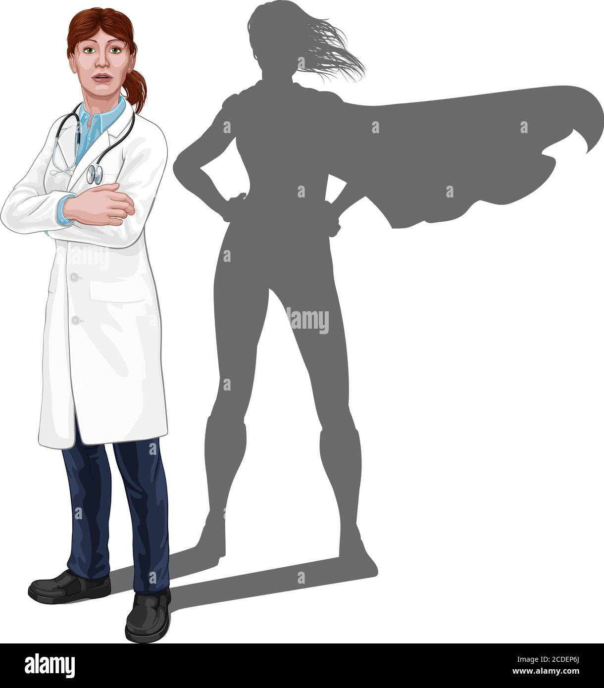Superhero Doctor Woman With Super Hero Shadow Stock Vector Image & Art ...