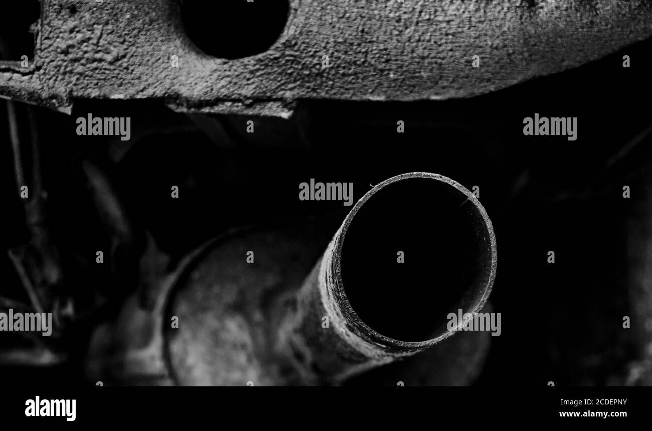 Truck exhaust pipe Black and White Stock Photos & Images - Alamy