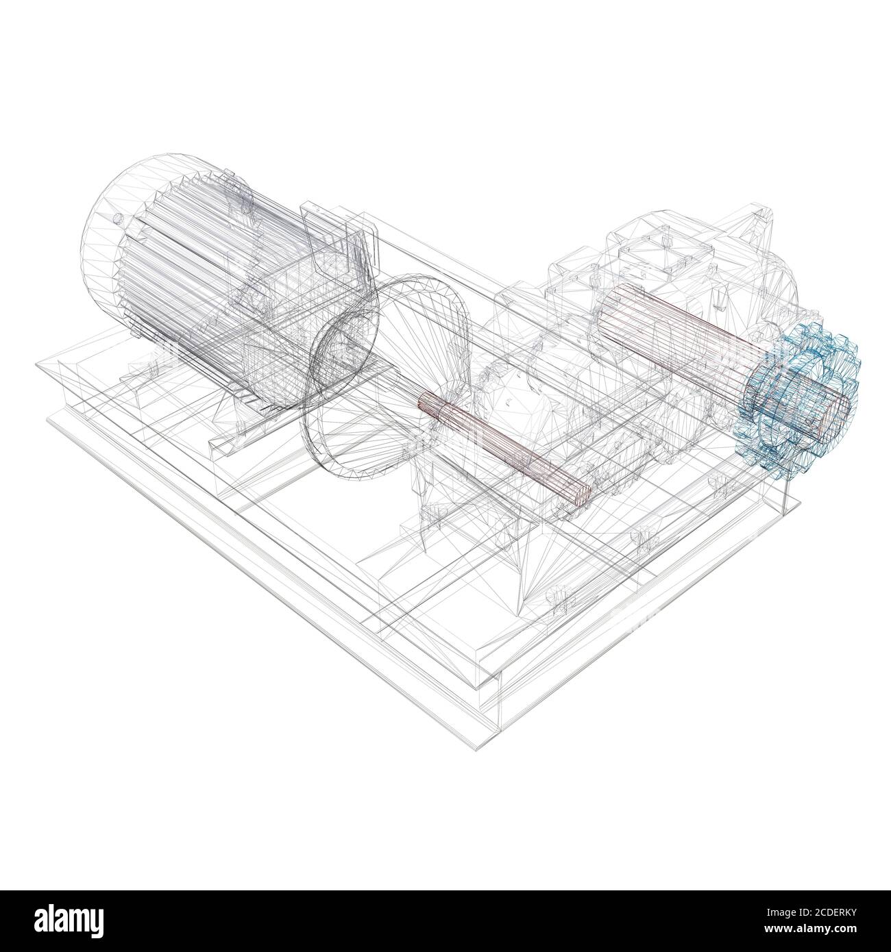 Industrial electric motor wireframe. Isometric view. 3D. Vector ...