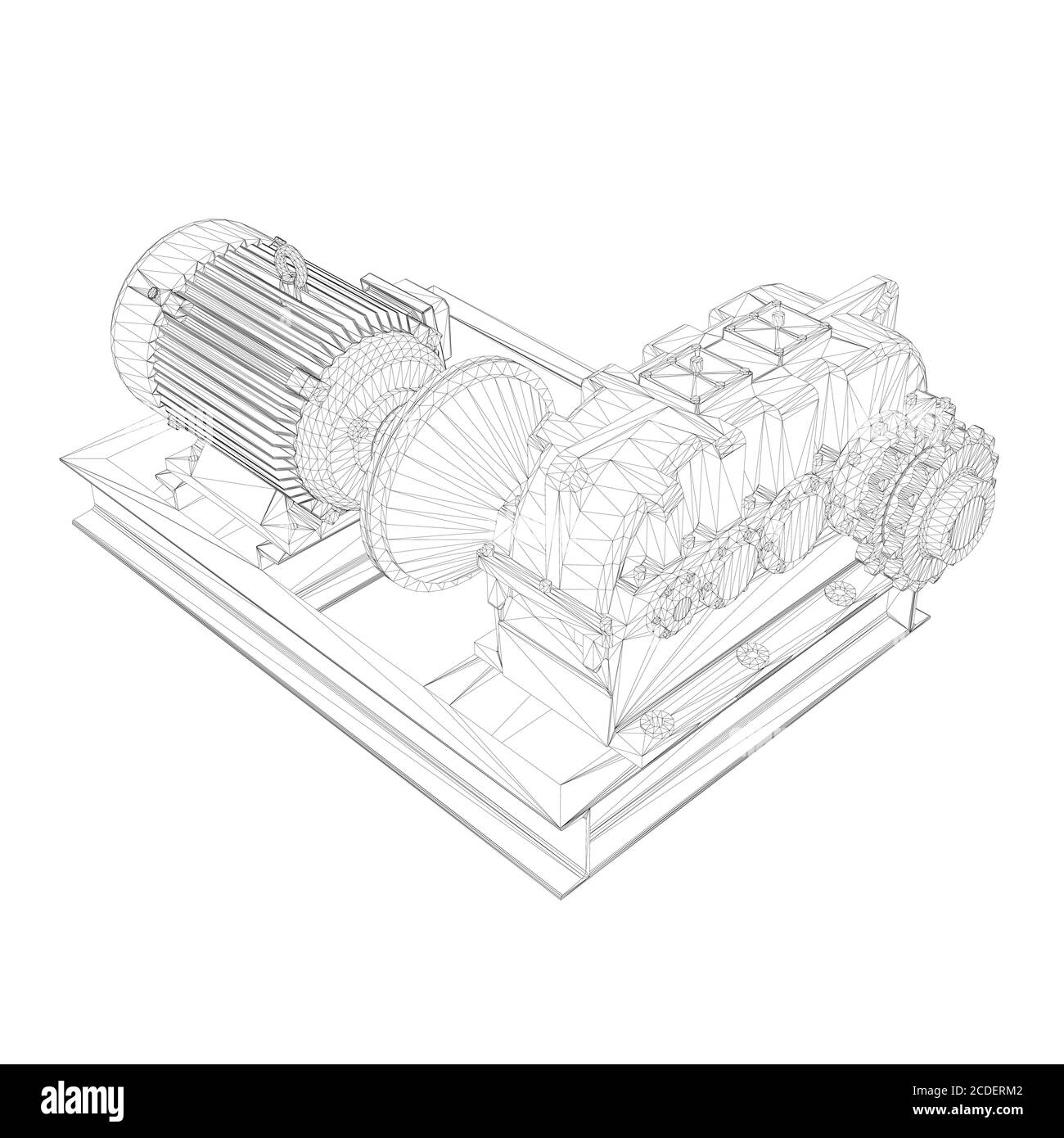 Industrial electric motor wireframe. Isometric view. 3D. Vector ...