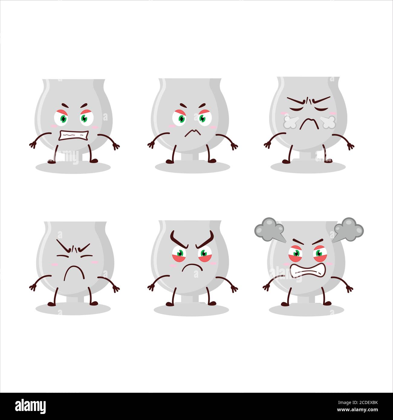 Silver trophy cartoon character with various angry expressions Stock ...