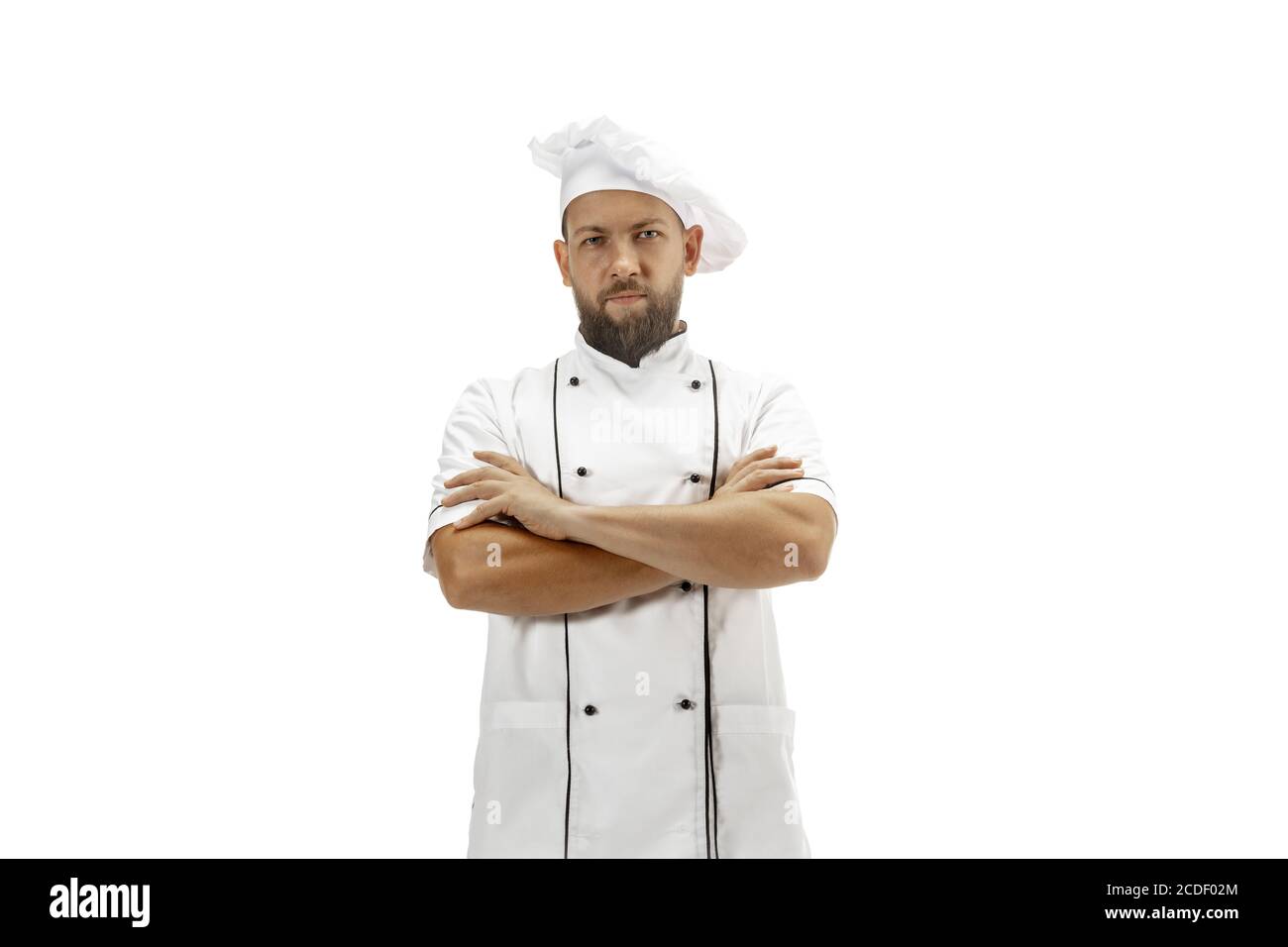 Cooker, chef, baker in uniform isolated on white studio background ...