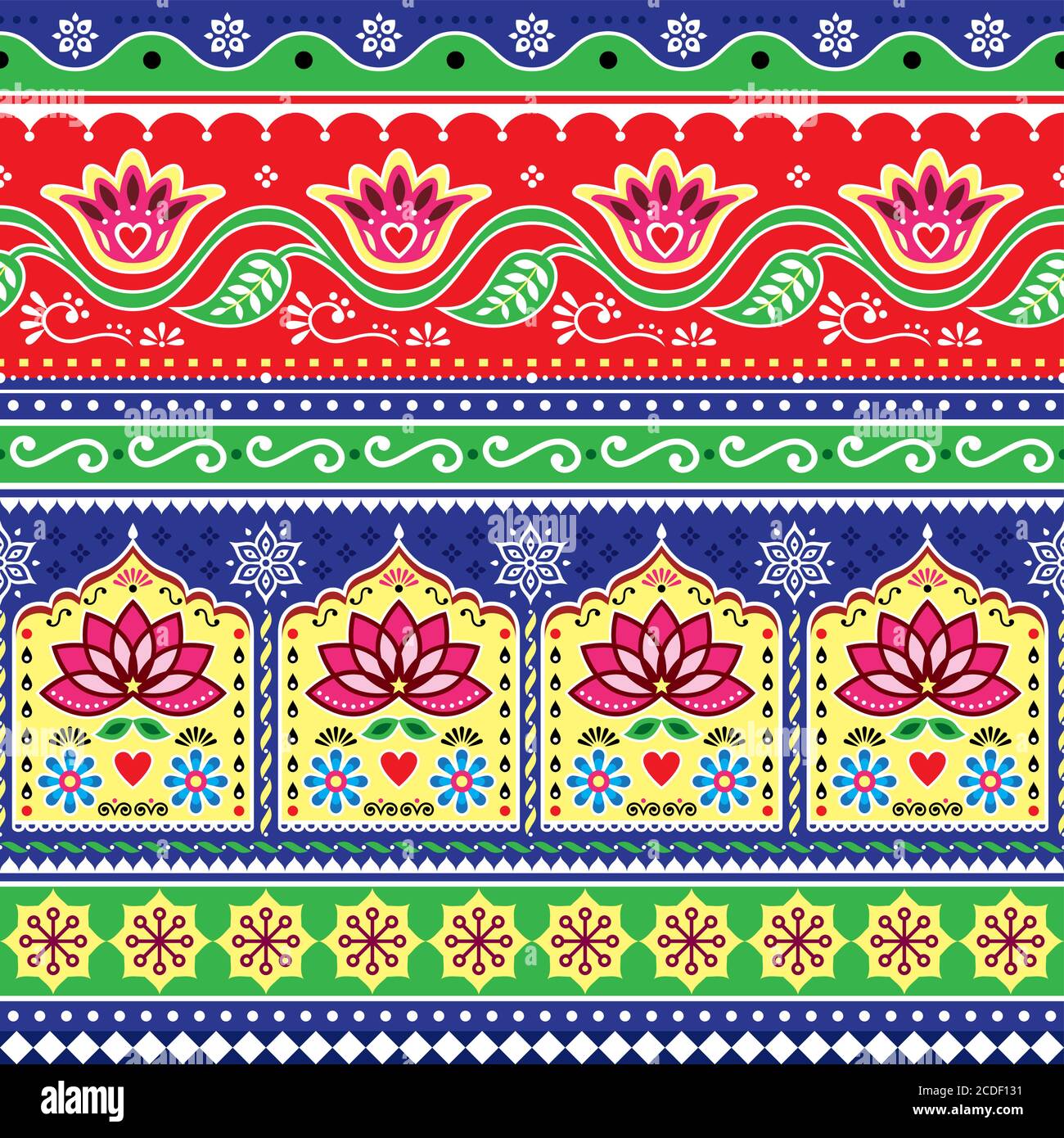 Indian or Pakistani truck art floral seamless vector pattern, Jingle ...