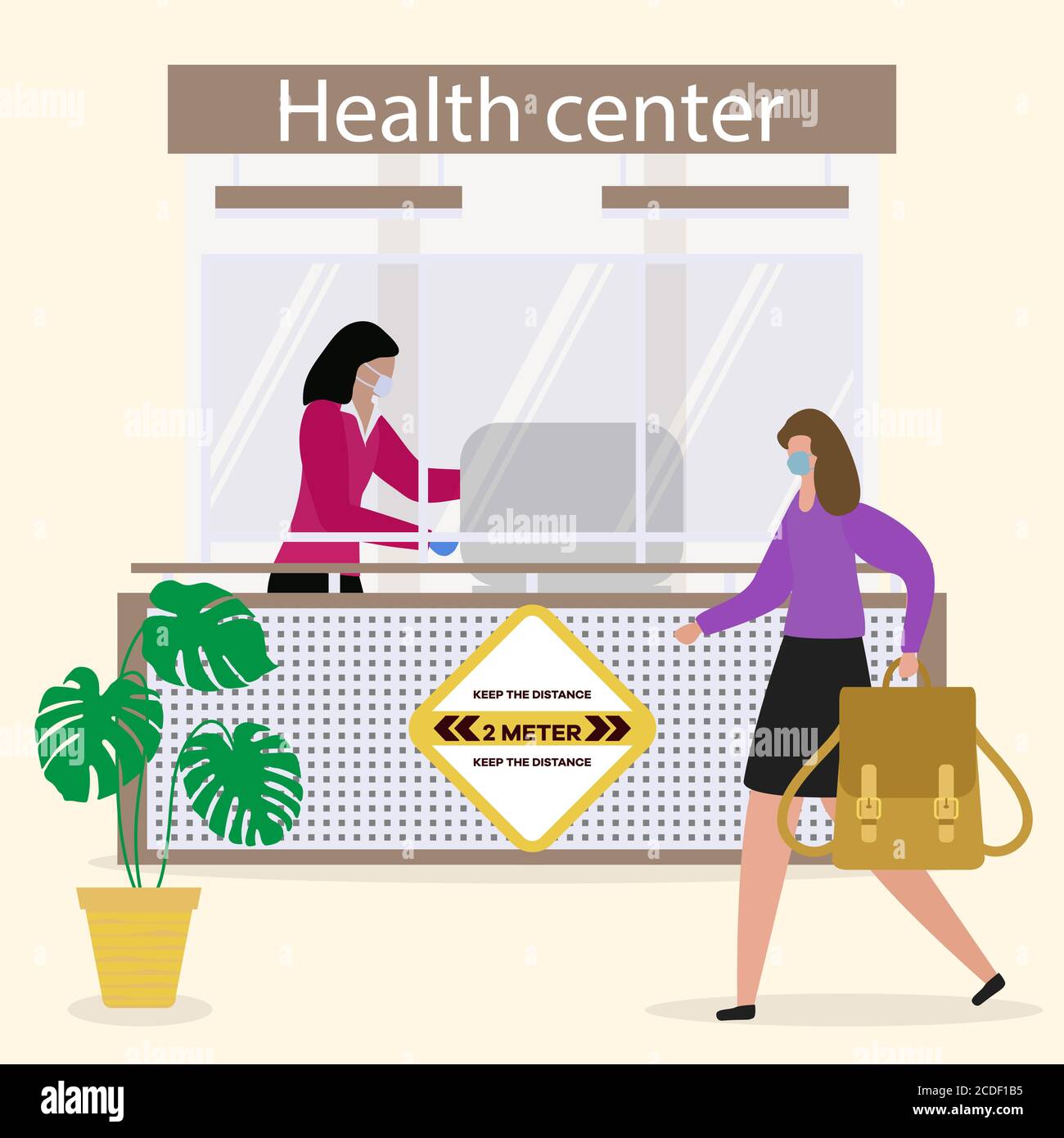 Vector illustration Health center. Reception room at clinic ...