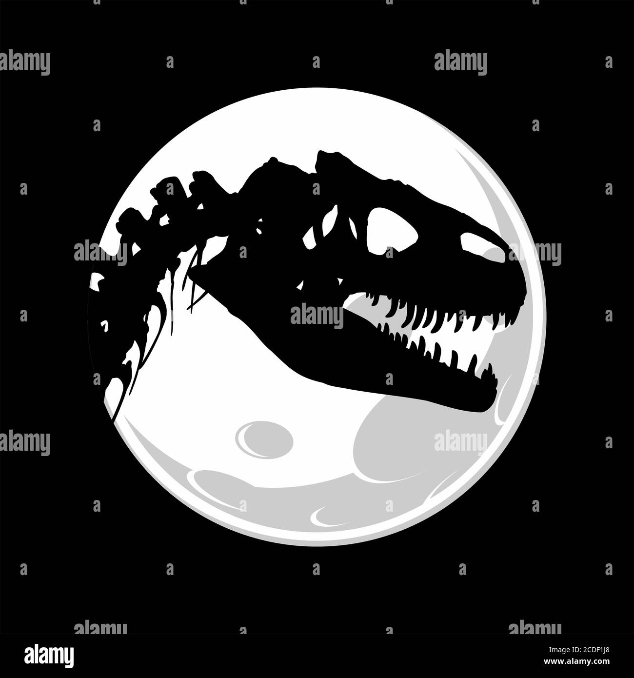 The Skeleton of ancient big dinosaur with moon Stock Vector Image & Art ...