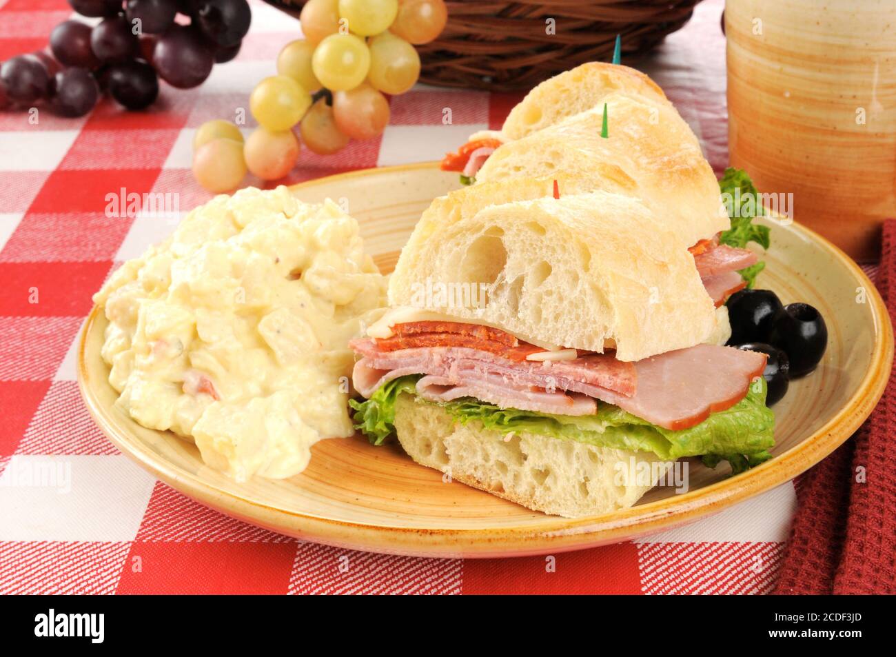A sandwich with Italian cold cuts on ciabatta bread Stock Photo - Alamy