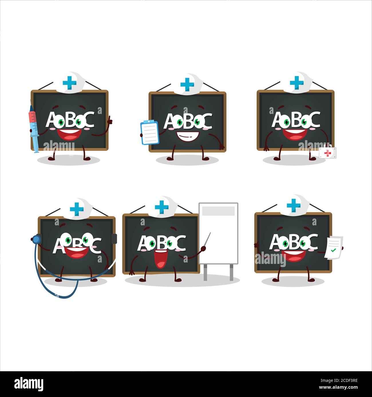 Doctor profession emoticon with alphabet board cartoon character Stock ...