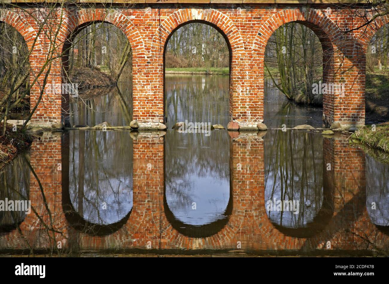 Ruins of Aqueduct in Arkadia park. Lowicz county. Poland Stock Photo ...