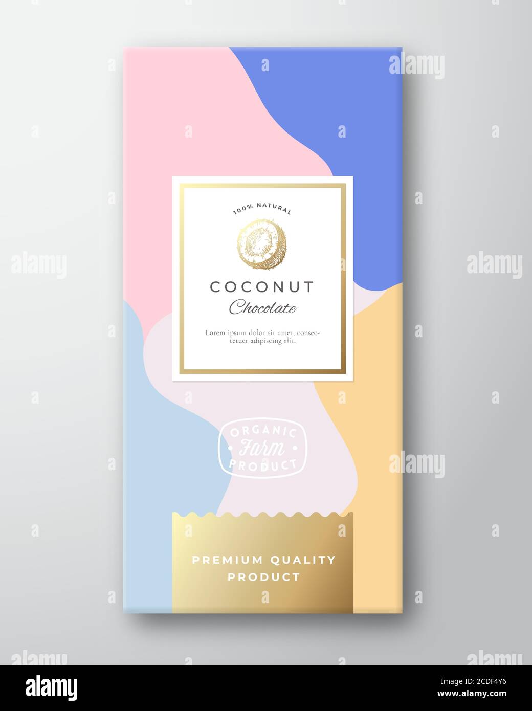 Coconut Chocolate Label. Abstract Vector Packaging Design Layout with ...