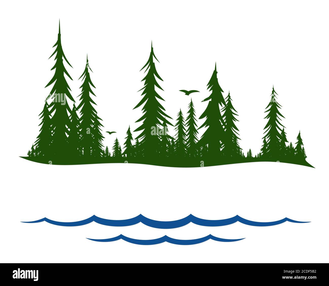 The Coniferous forest symbol with lake Stock Vector Image & Art - Alamy