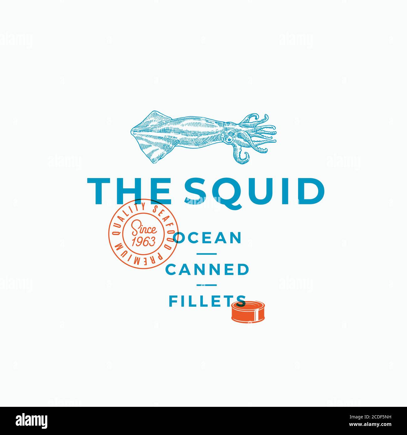 The Squid Ocean Canned Fillets. Abstract Vector Sign, Symbol or Logo ...