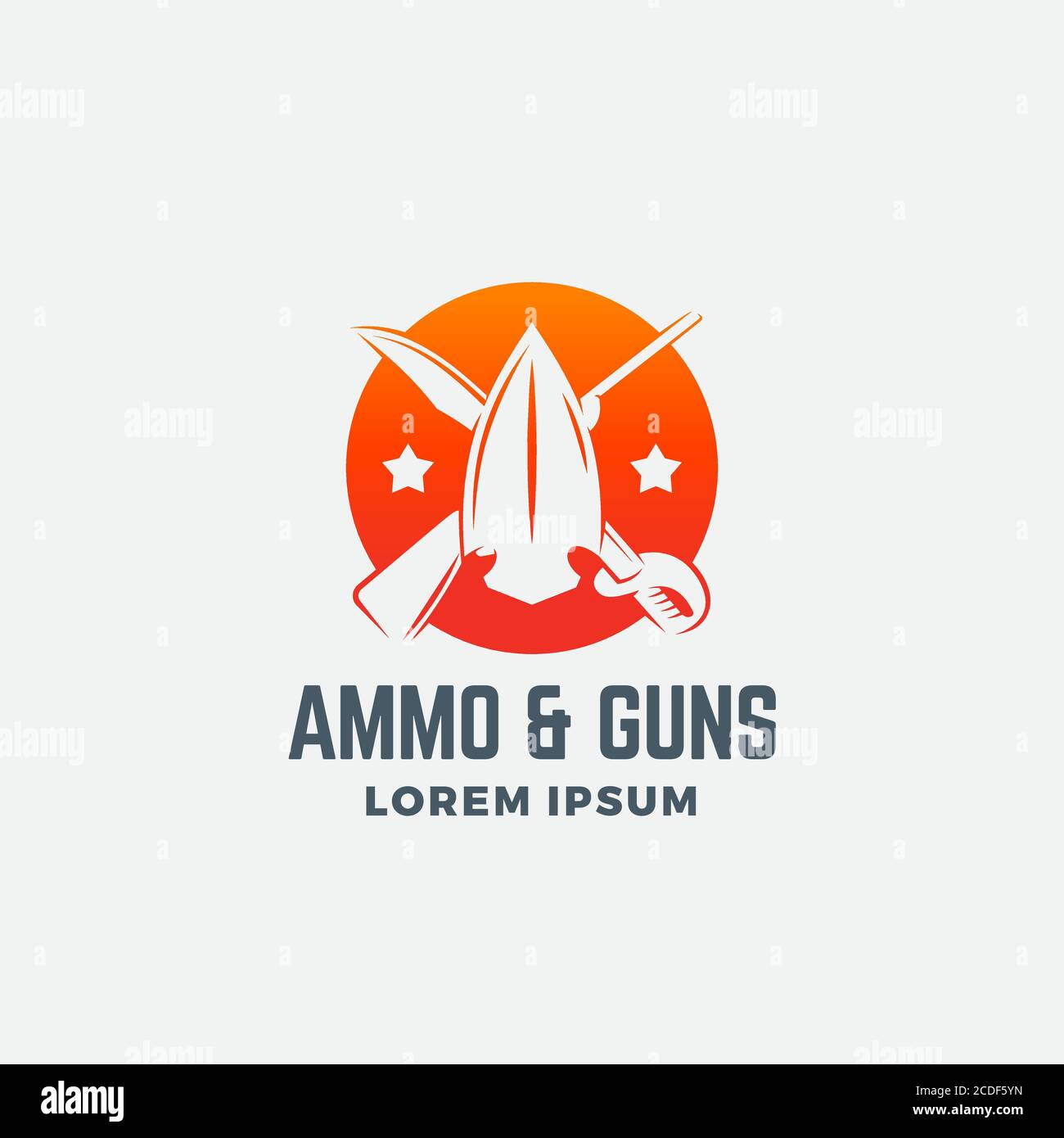 Ammo and Guns Abstract Vector Icon, Symbol or Logo Template. Crossed ...