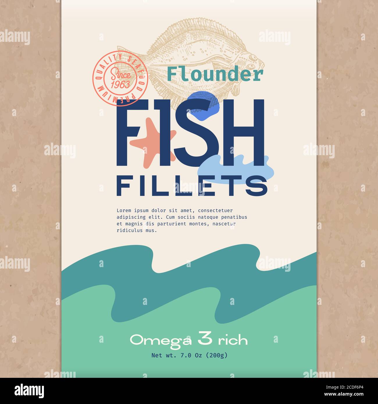 Fish Fillets. Abstract Vector Fish Packaging Design or Label. Modern ...