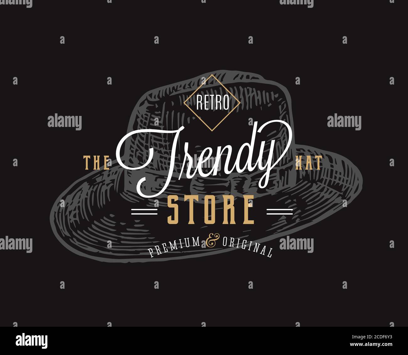 Trendy Hat Store Retro Typography Abstract Vector Sign, Symbol or Logo ...