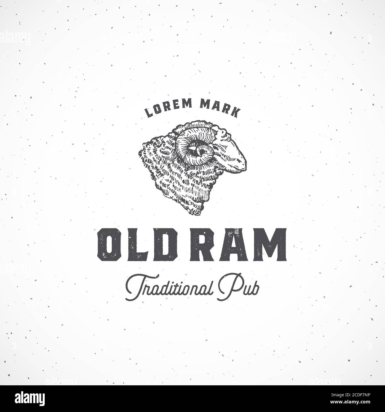 Old Ram Pub Abstract Vector Sign, Symbol or Logo Template. Hand Drawn ...