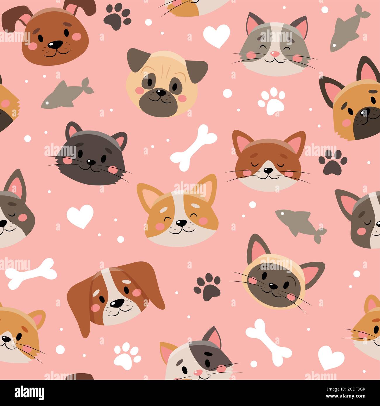 Cute pets pattern, different cats and dogs Stock Vector Image & Art - Alamy