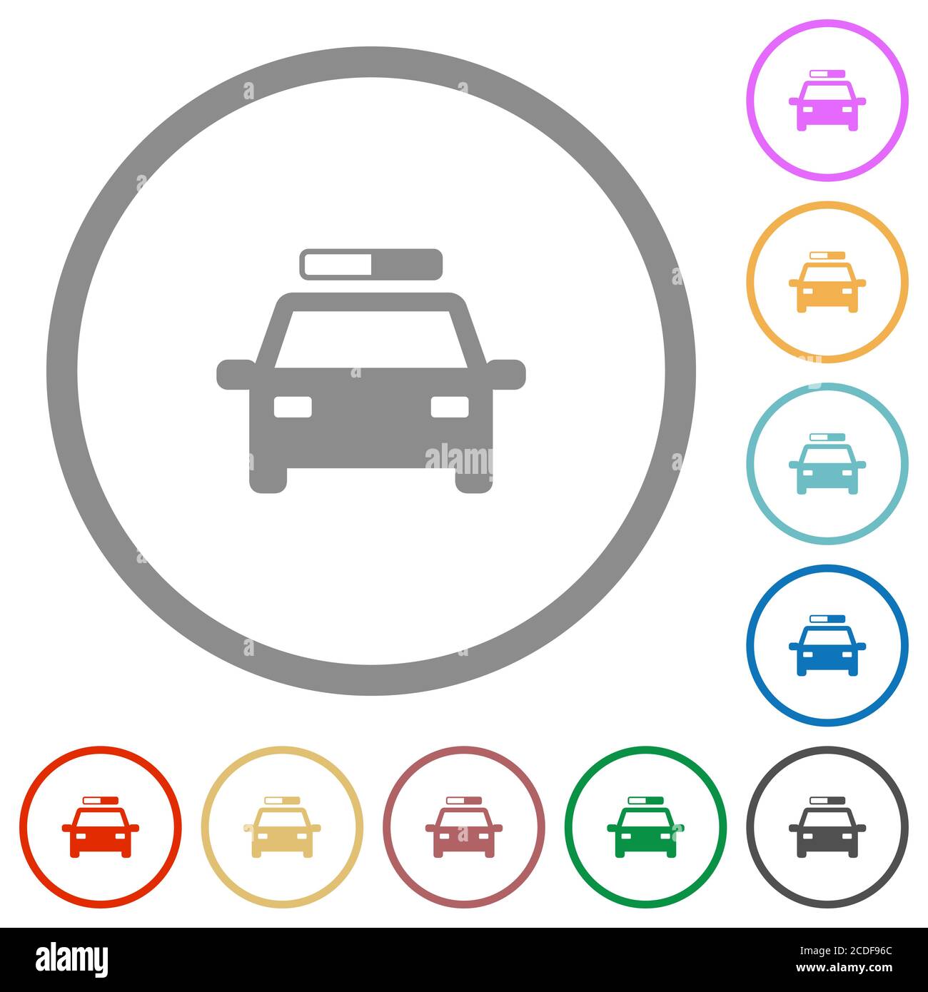 Police car flat color icons in round outlines on white background Stock ...