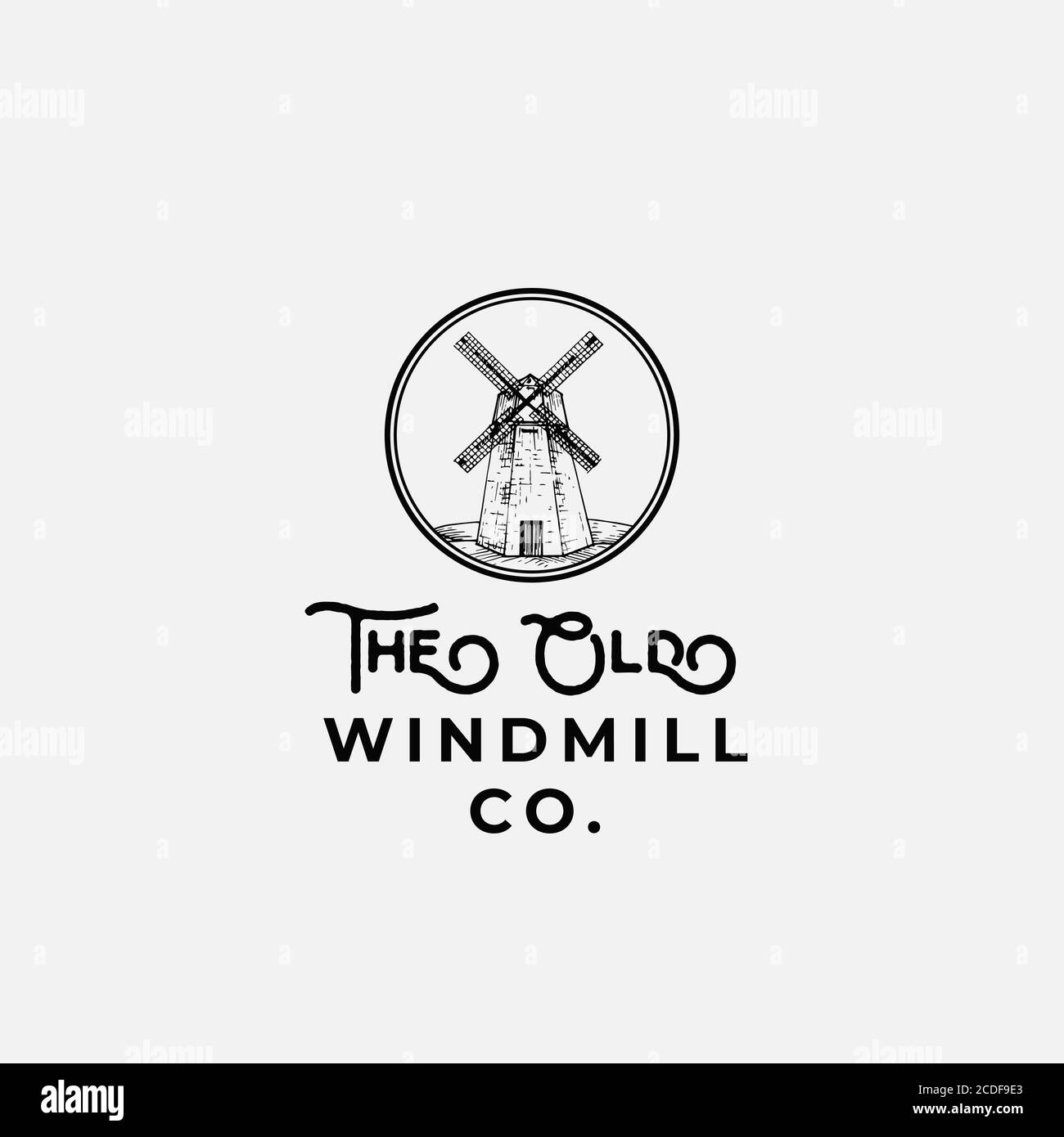 The Old Wind Mill Company Abstract Vector Sign, Symbol or Logo Template ...