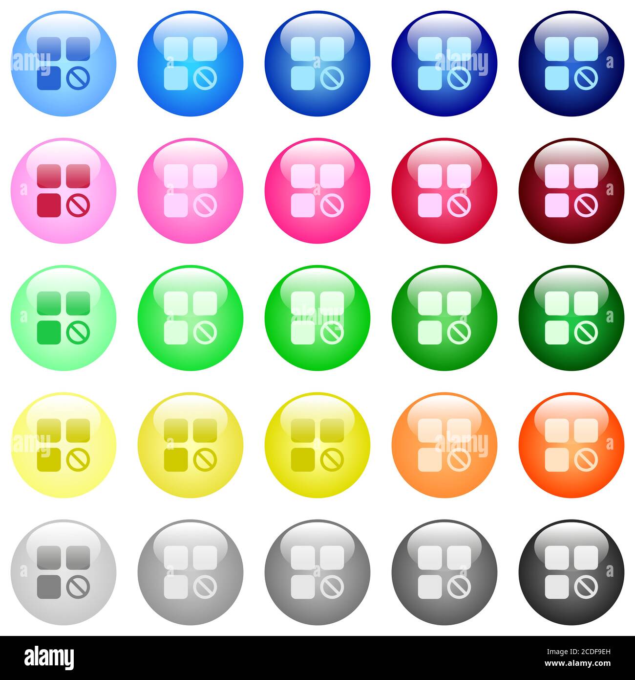 Component disabled icons in set of 25 color glossy spherical buttons Stock Vector Image & Art ...