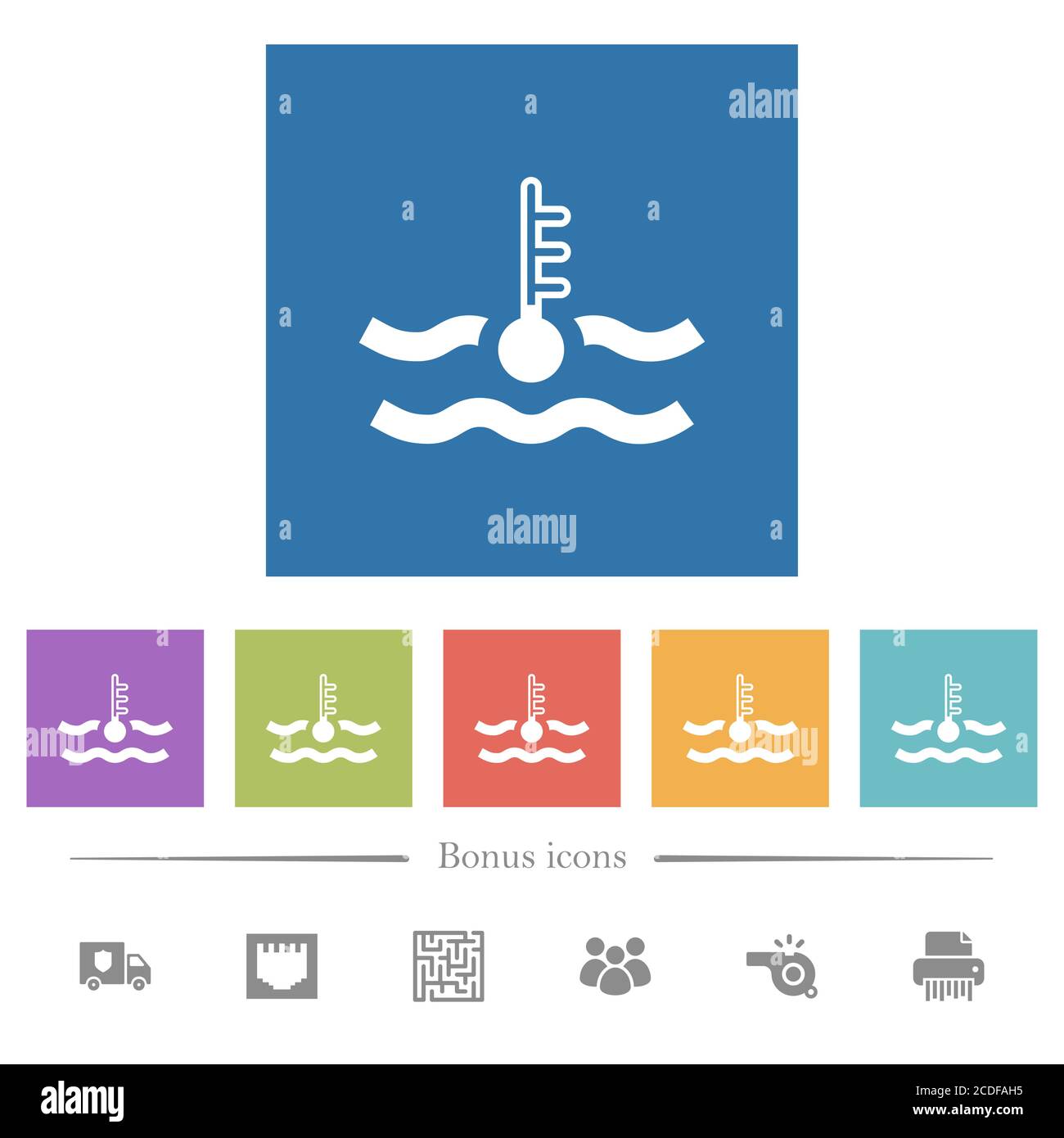 Cold temperature engine coolant flat white icons in square backgrounds ...