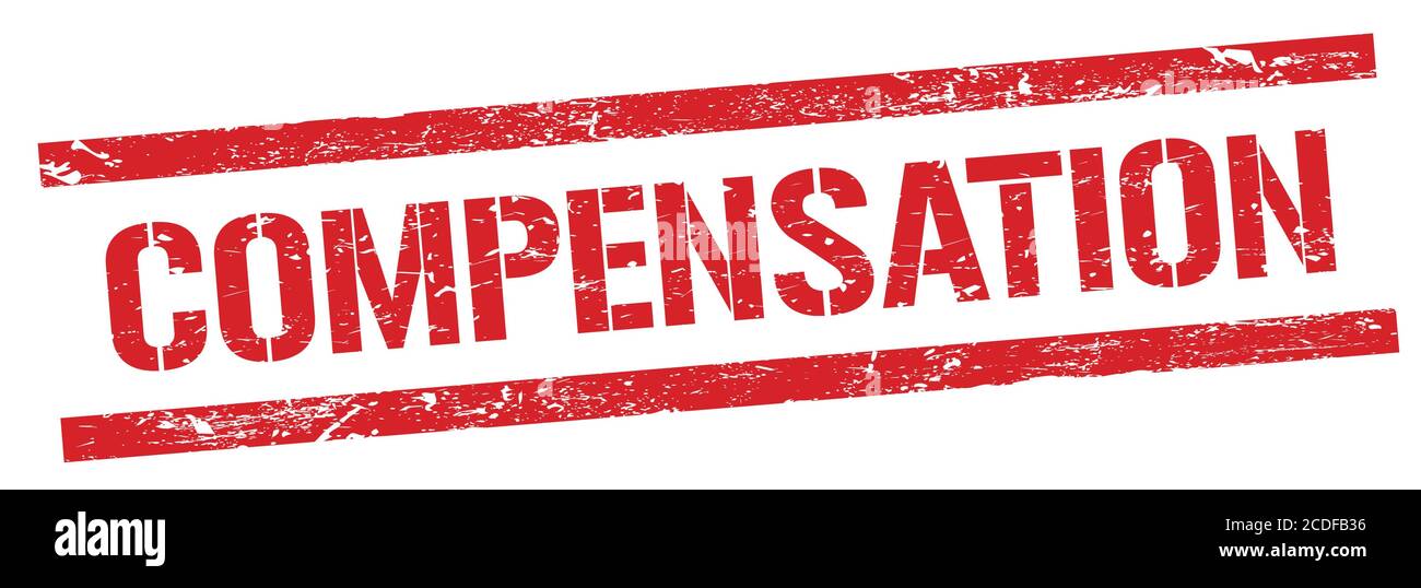 COMPENSATION red grungy lines stamp sign Stock Photo - Alamy