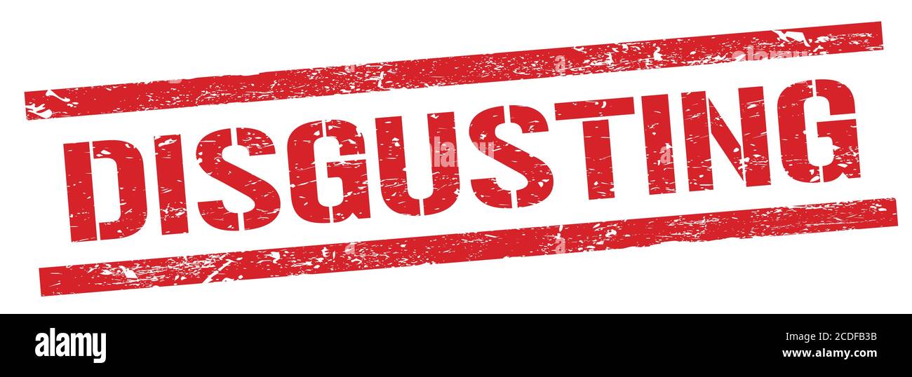 DISGUSTING red grungy lines stamp sign Stock Photo - Alamy