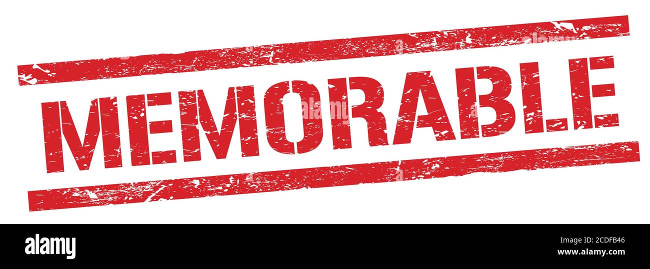 MEMORABLE red grungy lines stamp sign Stock Photo - Alamy