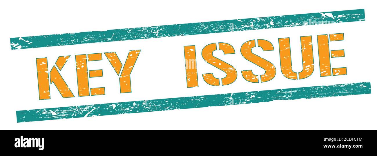 KEY ISSUE text on blue orange grungy lines stamp sign Stock Photo - Alamy