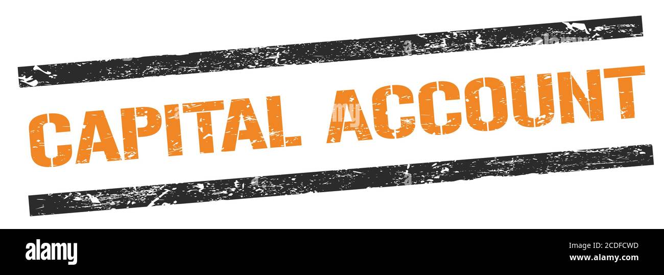 CAPITAL ACCOUNT text on black orange grungy lines stamp sign Stock ...