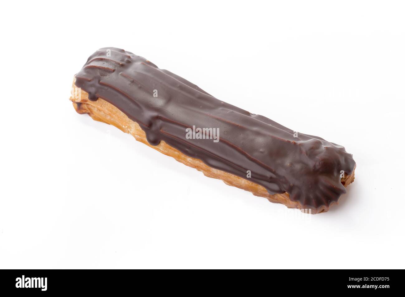 One eclair cake isolated on white background Stock Photo - Alamy