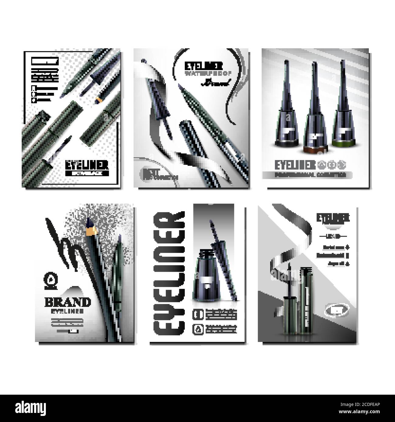 Eyeliner Cosmetics Promotional Posters Set Vector Stock Vector Image ...